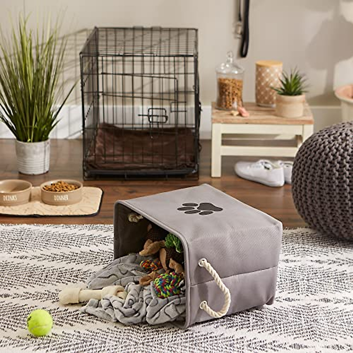 Bone Dry Pet Storage Collection Collapsible Bin, Medium Rectangle, Gray