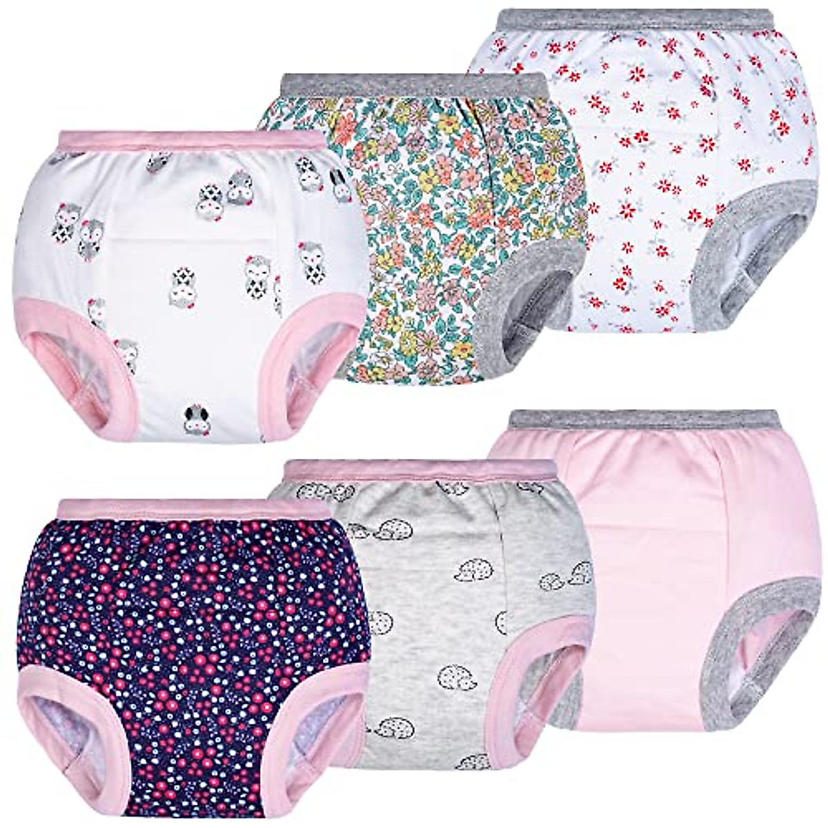 BIG ELEPHANT Baby Girls' Padded Potty Training Pants Underwear 6 Pack, 4T
