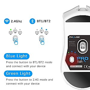 FMOUSE Wireless Gaming Mouse, 4000 DPI, USB C Rechargeable, Ergonomic Responsive Bluetooth Mice with Forward/Backward Side Keys, for Computer/Laptop (White)