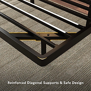 iPormis Twin Size Floating Bed Frame with Charging Station and Led Light, Metal Platform Bed Frame with Heavy Duty Steel Slats Support, No Box Spring Needed, Noise-Free, Easy Assembly, Black