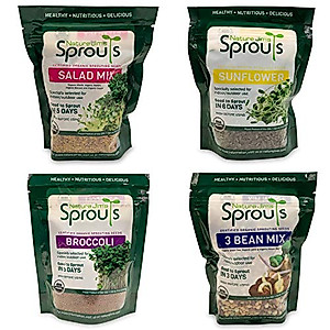 Nature Jims Sprouts Sunflower Seeds - Certified Organic Black Oil Sunflower Sprouts for Soups - Raw Bird Food Seeds - Non-GMO, Chemicals-Free - Easy to Plant, Fast Sprouting Sun Flower Seeds - 8 Oz