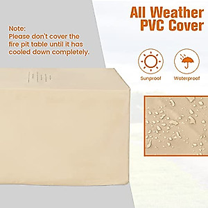 Tangkula 43-inch Concrete Propane Gas Fire Pit Table, Rectangular Outdoor Propane Fire Table with Protective Cover, Lava Rocks & Metal Lid, 50,000BTU Outdoor Concrete Fire Table for Patio, Garden