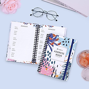 JUBTIC Address and Password Book with Alphabetical Tabs Hardcover Spiral Bound Address Organizer for Contacts,Internet Website Logins,Telephone Book Notebook Journal for Home Office,5.2" x7.7"