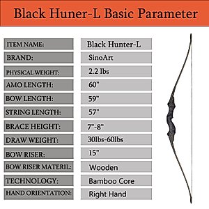 SinoArt 60" Takedown Longbow Archery Wooden Archery Bow Included Fur Rest Pad Stringer Tool Tab String Nocks Right and Left Hand for Hunting or Target(35lbs, Right Hand)