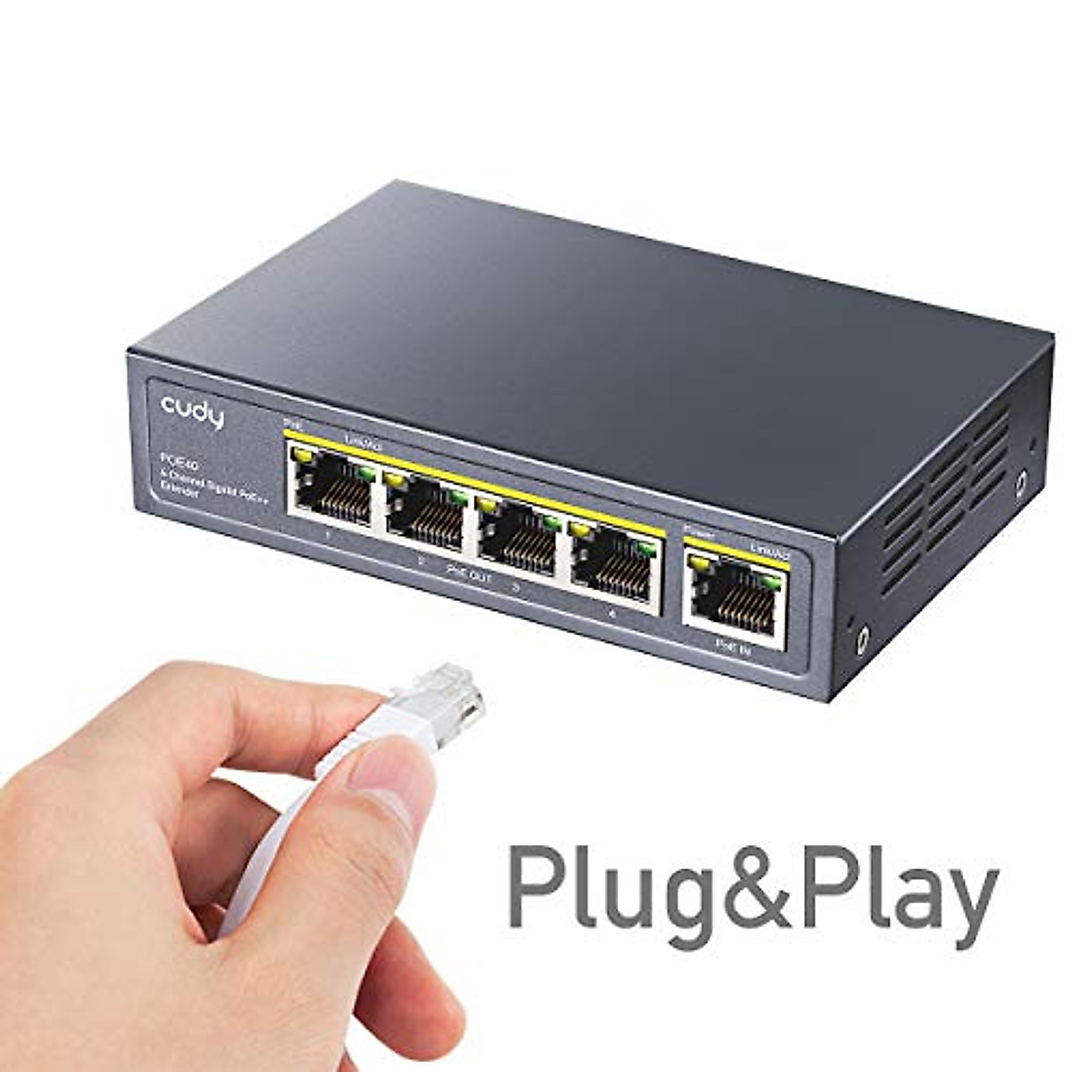 Cudy 4 Channel Gigabit PoE Extender, 1000 Mbps, 1 PoE Input, 4 PoE Output, PoE Repeater, PoE+ Amplifier, PoE++ Booster, Wall Mounting, IEEE 802.3bt / 802.3at / 802.3af Compliance