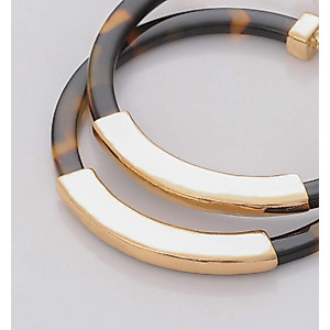 Hoop Earrings for Women Geometry Acrylic Resin Earrings Bohemia Tortoise Shell Earrings Mottled Statement Stud Earrings Fashion Jewelry(Dark Leopard)