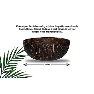 Natural Coconut Bowls and Coconut Spoons (Set of 2 Bowls and 2 Spoons) - 100% Natural Serving Bowls - Vegan - Organic - Hand Made - Eco Friendly - Made from Reclaimed Coconut Shells - by Coco Co.