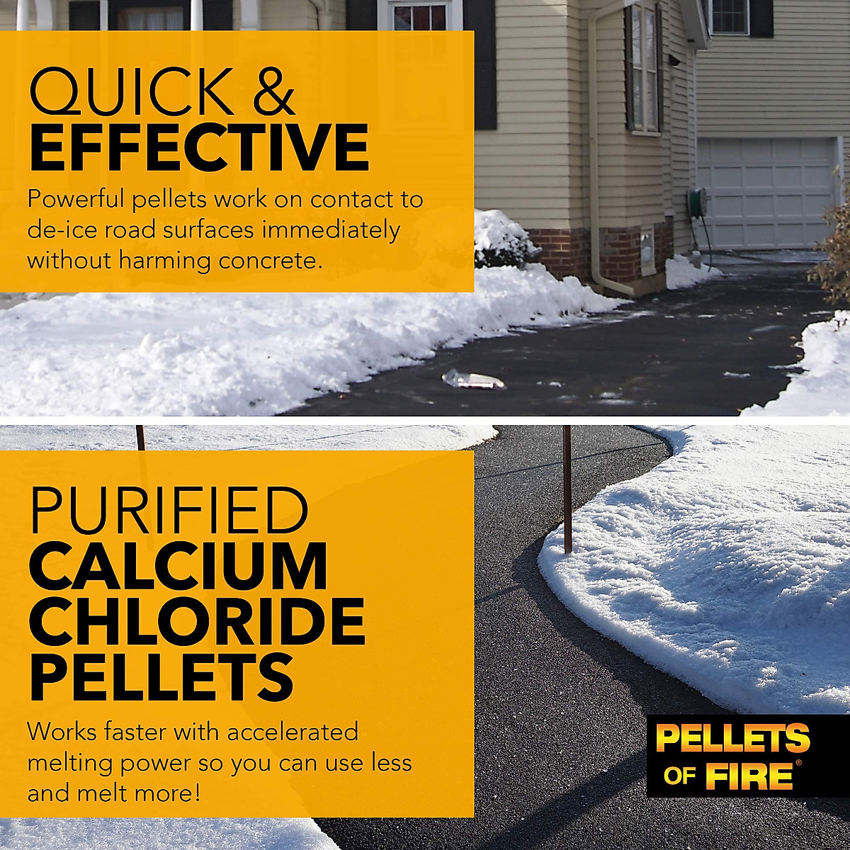 Pellets of Fire Calcium Chloride Ice and Snow Melt + Deicer, 50 Lb. Bag, Works to -25 Degrees Fahrenheit