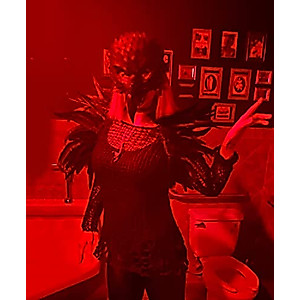 L'VOW Black Feather Shrug Cape Shoulder Wrap Lace Collar Halloween Costumes for Women (Black -001)