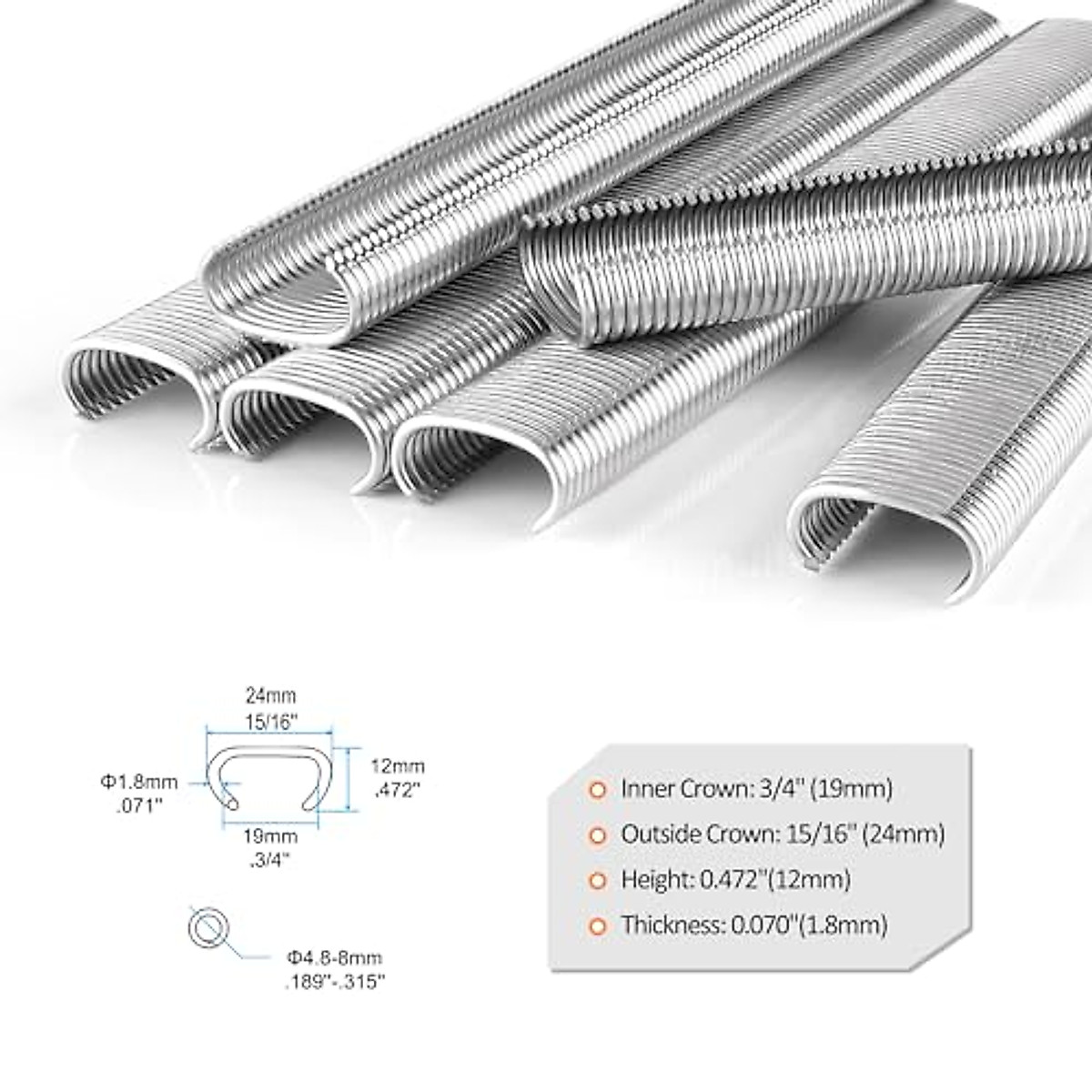 Kamsin SC7 15 Gauge Galvanized Steel 3/4-Inch Crown Hog Rings C Rings Staples Hog Ring Staples 1,000/Pack (1,000 PCS(Galvanized Steel))