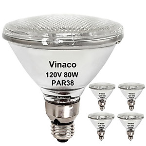 Vinaco PAR38 Flood Llight Bulbs, 4 Pack High Output PAR38 Halogen Flood Light 80W 120V, PAR38 Halogen Dimmable, CRI100 PAR38 Warm White 2800K, Halogen PAR38 Bulb with E26 Base for Indoor/Outdoor