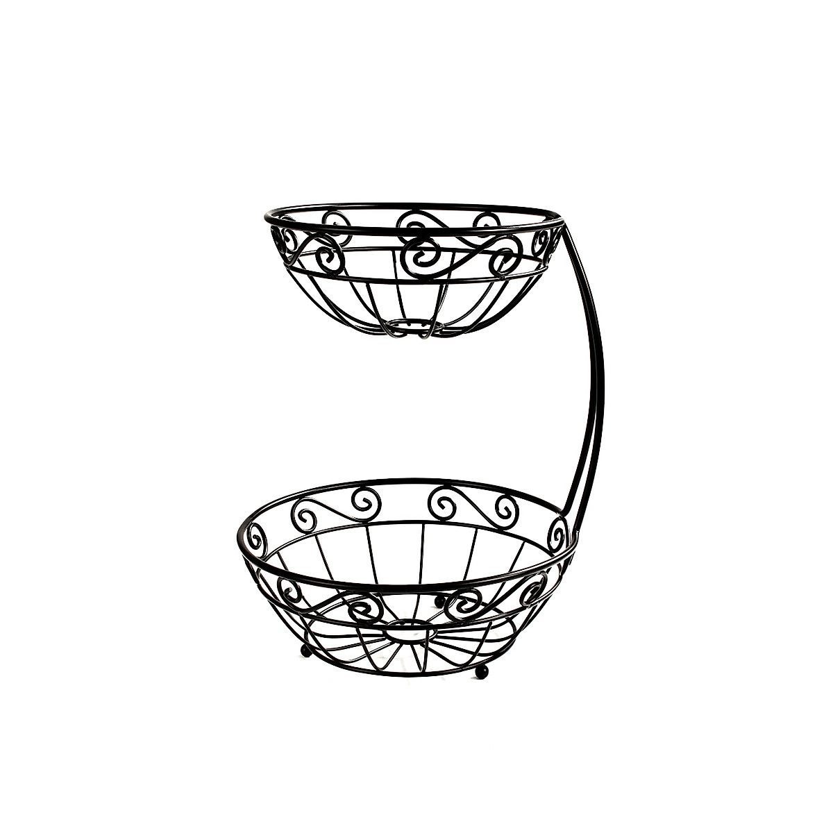 Spectrum Scroll Fruit Stand 2-Tier (Black) - Kitchen Counter Organizer for Produce & Food Storage