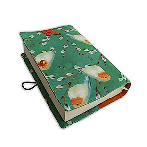 Fabric Book Sleeve Cover, Washable Novel Protector - Bird Design, Padded Book Protector for Adult, Planner Book Case, Hard Books Covers for Paperback 5.5 x 8.2 x 1.6 (Bird)
