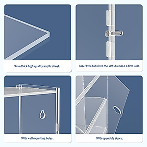 Choowin 3-Layer Clear Acrylic Display Case with Door,Wall-Mounted Display Shelf for Funko Pop,Countertop Display Case for Collectible Action Figure,Dustproof Storage Organizer(16x3.7x15.3 inch)