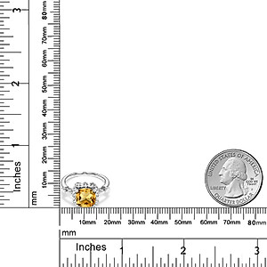 Gem Stone King 925 Sterling Silver 8MM Cushion Gemstone Birthstone and White Created Sapphire Engagement Ring | Wedding Engagement Anniversary Promise Ring For Women