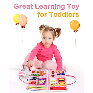 Hdiwousp Busy Board Montessori Toy for 1 2 3 4 Year Old Toddlers, Educational Activity Sensory Board Preschool Learning Fine Motor Skills Toys, Toddler Travel Toy