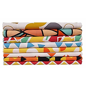 Soimoi 8 Pc Fat Quarter Bundle, Geometric Abstarct Collection Print 18"x 22" DIY Patchwork- 100% Cotton Pre-Cut Quilting Fabric Multicolor