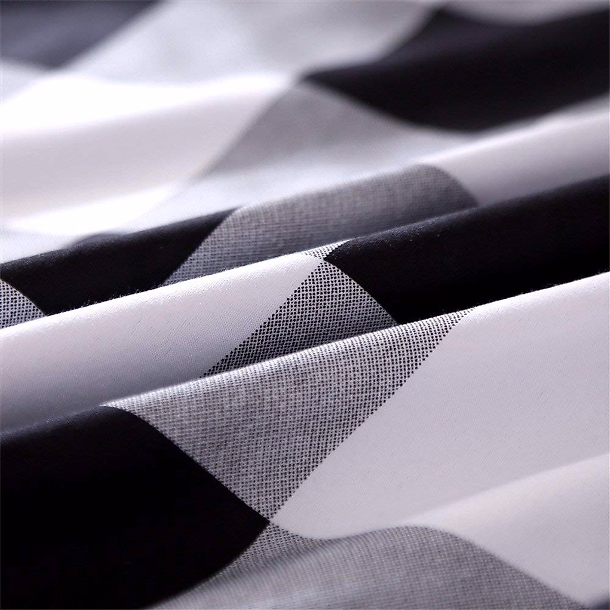 Farmhouse Buffalo Checked Bedding Set Black Gray White Plaid Comforter Cover Twin,Soft Lightweight Grid Bedspreads, 1 Lattice Duvet Cover , 1 Pillow Sham Modern Geometric Decor Grey Quilt,Zipper