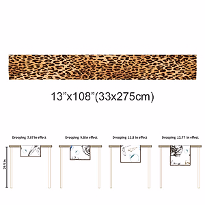 Leopard Print Table Runner-Cotton linen-Long 108 inche Cheetah Print Dresser Scarves,Animal Tablerunner for Kitchen Coffee/Dining/Sofa/End Table Bedroom Home Living Room,Scarf Decor for Holiday Dinner