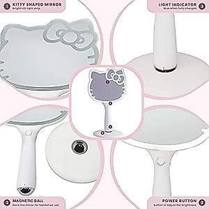 Impressions Vanity Hello Kitty LED Handheld Mirror, Makeup Vanity Mirror with Standing Base and Adjustable Brightness