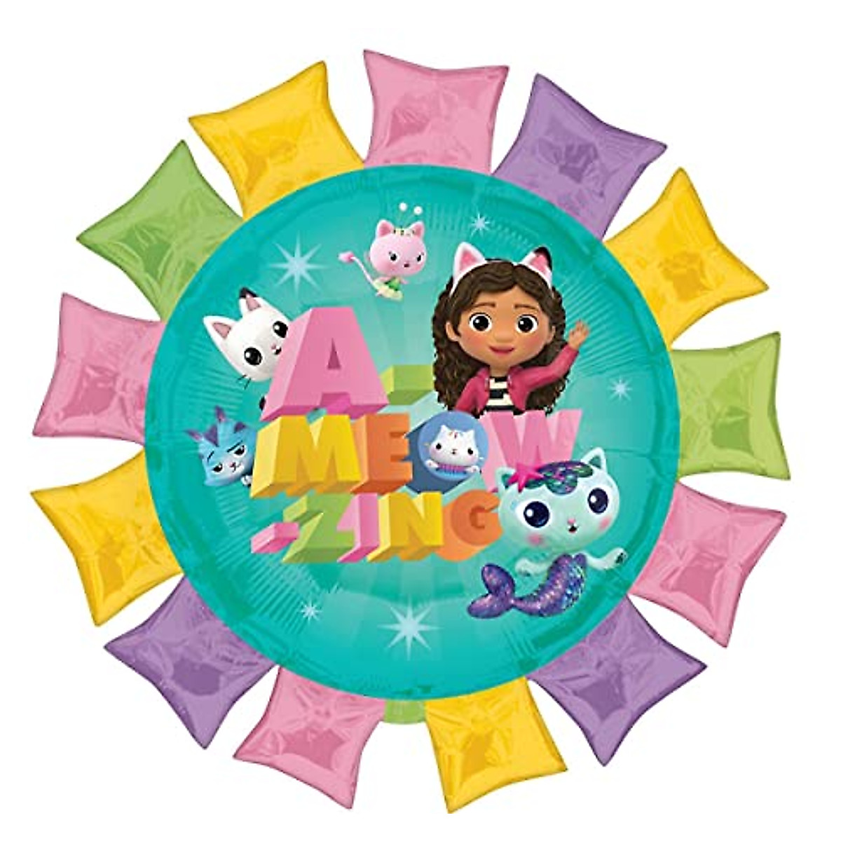 Gabby's 3rd Birthday Party Supplies Dollhouse and Cats Balloon Bouquet Decorations