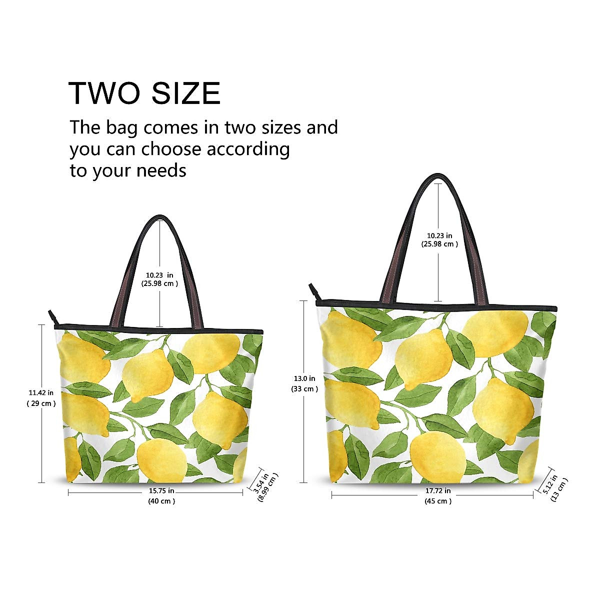 Lemon Large Tote Bags Yellow Lime Tree Women Spring Date Handbags with Zipper Shopper Bag for Best Mom White Elephant Gifts