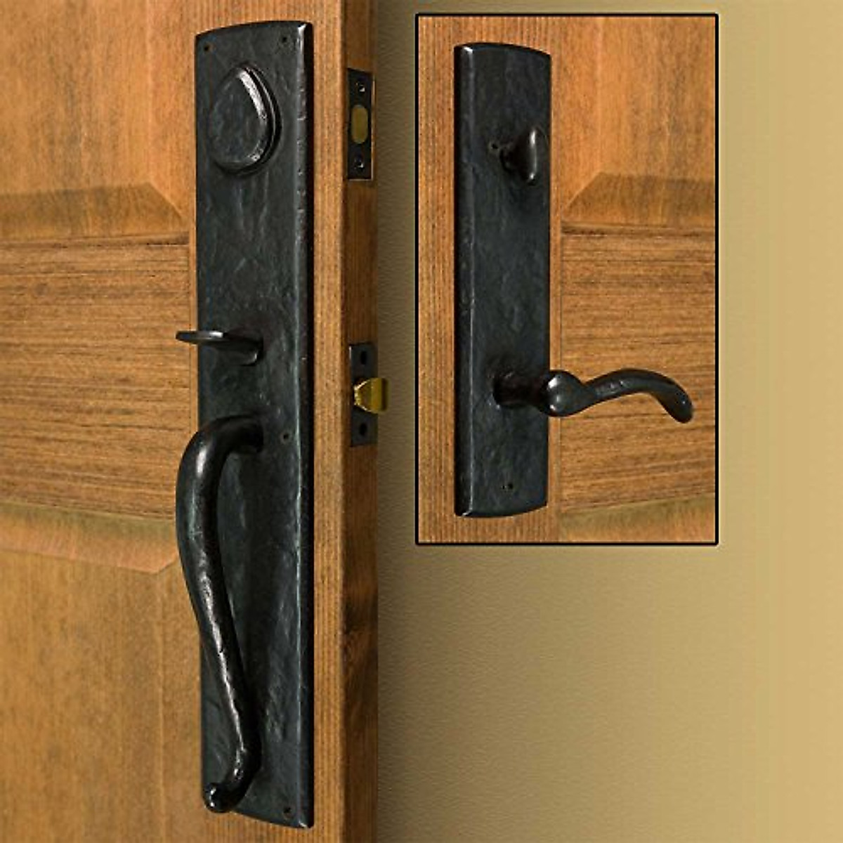 Signature Hardware 915876-KE-238-LH Bullock Left Handed Full Plate Keyed Entry Single Cylinder Door Handleset with Interior Lever