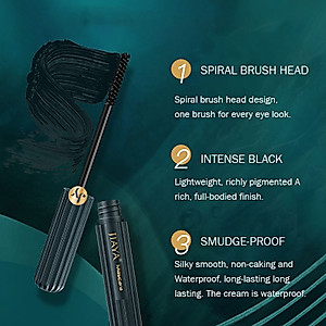 Black Mascara Waterproof and Easy to Apply Color Lasting Non Allergic Daily Party Party Mascara with (A, One Size)