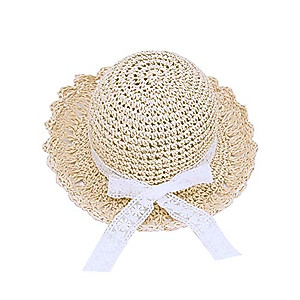 Baby Toddler Kids Girls Straw Sun Hat with Bow Floppy Wide Brim Beach Summer Protection Hats