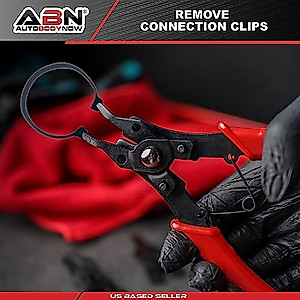 ABN Snap Ring Pliers Set – 5 Pc Interchangeable Jaw Head C Clip Pliers Set – Straight, 45, and 90 Degree Angled Jaws