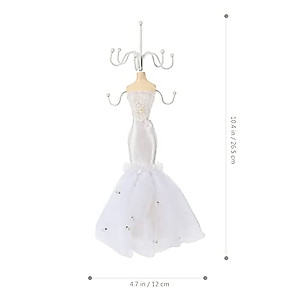 Amosfun Jewelry Display Stand Model Dress Earring Necklace Ring Bracelet Holder Mannequin Stand Hanging Jewelry Tower Rack for Girls Women 33CM White