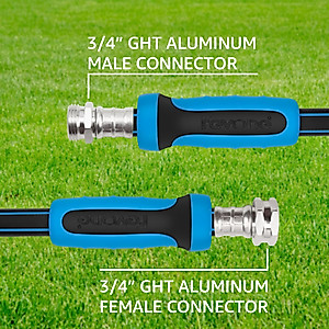 Fevone 3 ft Garden Hose, 2-Year Warranty Offered by Manufacturer, Hose Reel Leader Hose, Hybrid Polymer, Kink Resistance, 3/4" GHT Aluminum Fittings, 5/8" ID, 600 PSI, Drinking Water Safe (GH8)