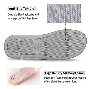 DL Women's Open Toe Cross Band Slippers, Memory Foam Slip on Home Slippers for Women with Indoor Outdoor Arch Support Rubber Sole, Gray, 7-8