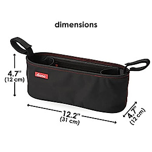 Diono Buggy Buddy Universal Stroller Organizer with Cup Holders, Secure Attachment, Zippered Pockets, Safe & Secure, Black
