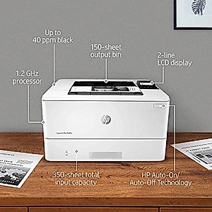 HP Laserjet Pro M404n Black and White Single-Function Wired Laser Printer, White - Print only - 2-line LCD Display, 40 ppm, 4800 x 600 dpi, Ethernet, Hi-Speed USB, Cbmoun Printer_Cable