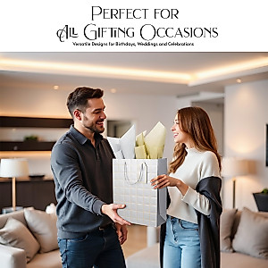 Purple Dino 8-Pack 13'' Premium Large Gift Bags with Tissue Paper (20-Sheet) | Christmas Gift Bags | Birthday Bags for Men and Women | Wedding, Valentine, Graduation and Special Events