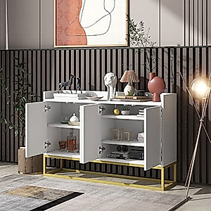 Merax Modern Sideboard Elegant Buffet Cabinet with Large Storage Space for Dining Room, Entryway, White
