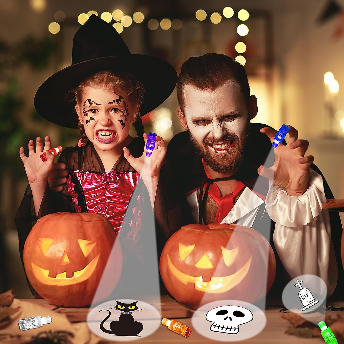 40 PCS Halloween Party Favors Finger Lights: Glow in the Dark Light Up Halloween Toys Bulk for Kids Halloween Goodies Bags Fillers Halloween Gifts Classroom Prizes Party Decorations Trick or Treat