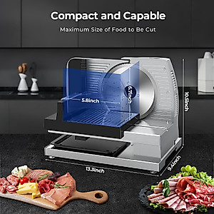 OSTBA Die-Cast Electric Meat Slicer Machine, 0-23mm Adjustable Thickness, Two 6.7” Removable Stainless Steel Blades, Intermittent Switch, 160W Deli Food Slicer with Food Tray for Meat Cheese Bread