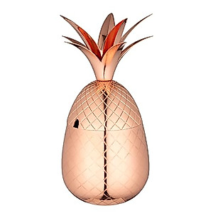 Restaurantware 24-OZ Pineapple Drink Tumbler: Perfect for Bars Restaurants and Catered Events - Copper Drink Cup with Silver Stainless Steel Interior Lining and Straw Slot - 1-CT