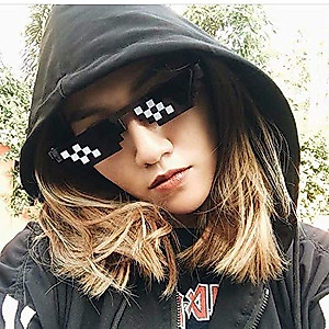 JYZOBJHB 10 Pieces Thug Life Party Sunglasses Pixelated Mosaic Eyewear Black for Unisex Adults Kids (Flat Black)