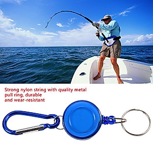 Alomejor Reel Key Chain 3Pcs Heavy Duty Retractable Key Chain Key Reel Key Badge Reel Cord Clip with Nylon Cord Rope Carabiner for Fly Fishing Tool(Blue)