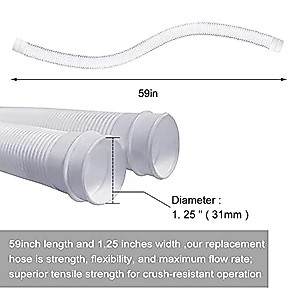 Swimming Pool Replacement Hose,Ground Swimming Pool Replacement Filter Pump Hose,1.25" Diameter 59”Long works with for filter pumps 330GPH,530GPH,1000GPH Compatible(2PCS)