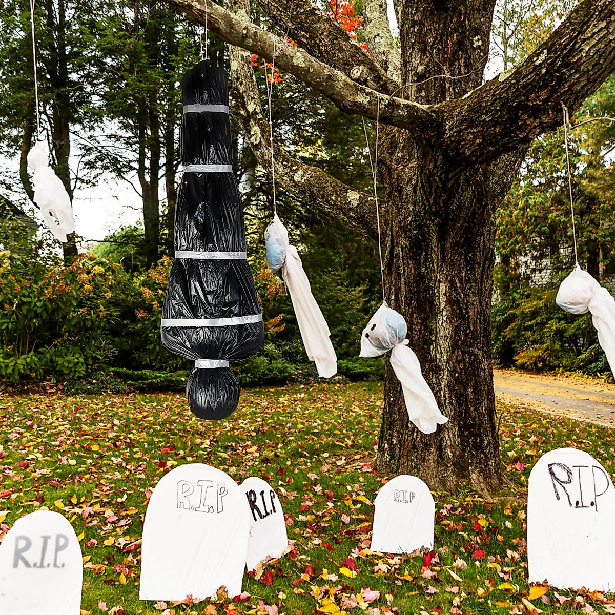 5 FT Hanging Corpse Dead Victim Props Halloween Decorations, Inflatable Halloween Decorations Outdoor, Halloween Inflatable Yard Decorations Halloween Props, Haunted Creepy House Halloween Decor Set