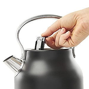 Haden 75095 Heritage 1.7 Liter Stainless Steel Body Countertop Retro Electric Kettle with Auto Shutoff & Dry Boil Protection, Black/Chrome