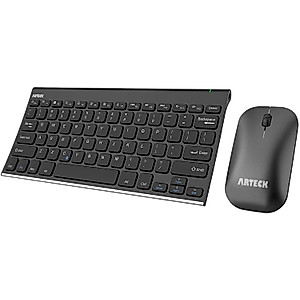 Arteck Bluetooth Keyboard and Mouse Combo Ultra Compact Slim Stainless Full Size Keyboard and Ergonomic Mice for Computer/Desktop/PC/Laptop/Surface and Windows 10/8/7 Built in Rechargeable Battery