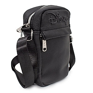 Disney Bag, Cross Body, Disney Signature Text Logo Embossed Black, Vegan Leather