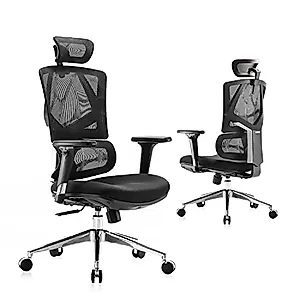 SIHOO Ergonomic Office Chair - High Back Desk Chair with Lumbar Support, 3D Armrest and Adjustable Height Backrest Thick Seat Cushion Breathable Mesh Computer Chair (Black)