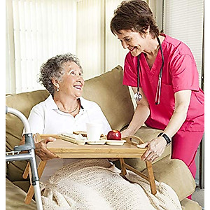 Greenco Foldable Bamboo Breakfast Table Serving Tray, Labtop Desk, Bed Table