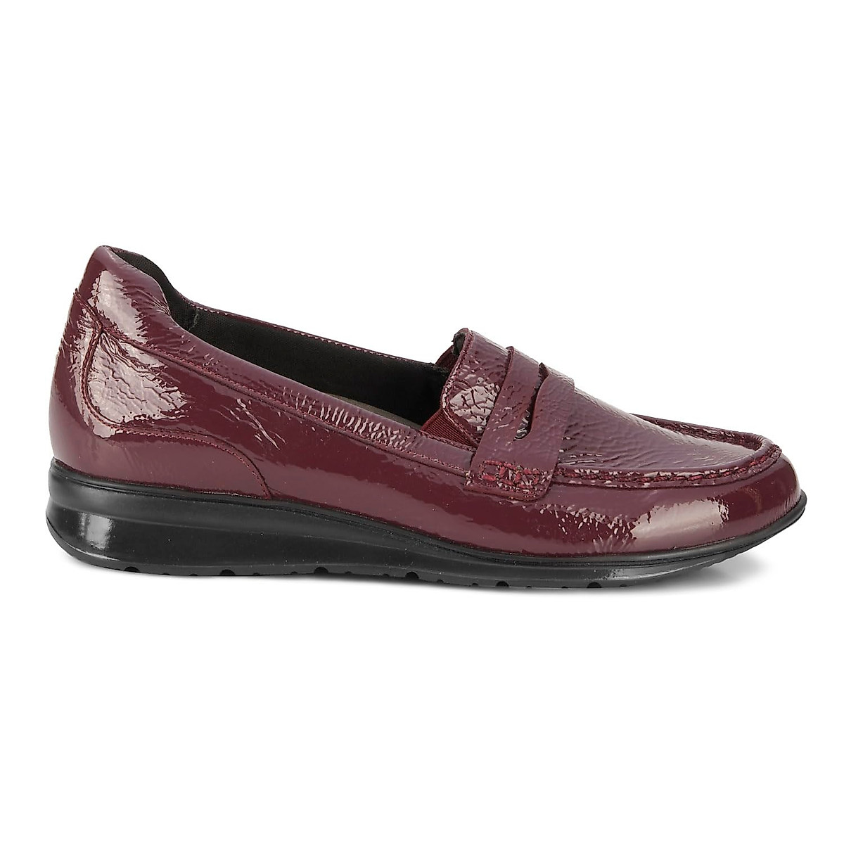 Ros Hommerson Women's DANNON Comfortable & Supportive Penny Loafer Berry Crinkle Patent 7.5 US X-Wide (WW 2E)